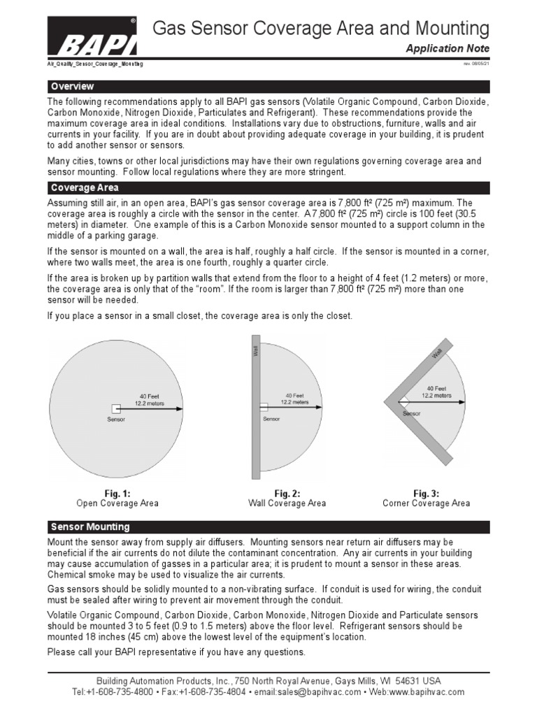 Gas Sensor Coverage and Mounting Guide | PDF | Sensor | Carbon