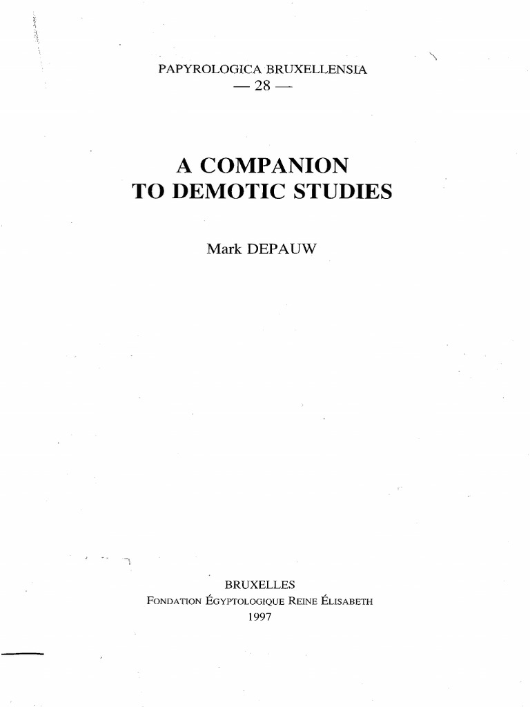 Demotic Studies Companion Guide | PDF | Egyptian Hieroglyphs | Linguistics
