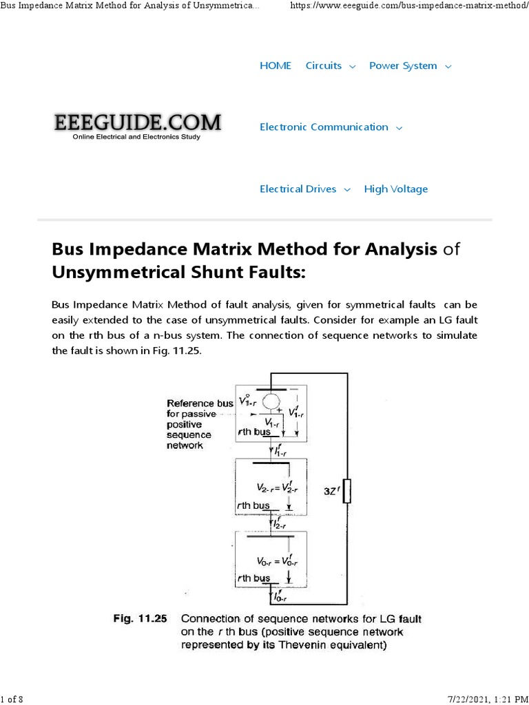 Bus Impedance Matrix Method For Analysis of Unsymmetrical Shunt Faults ...