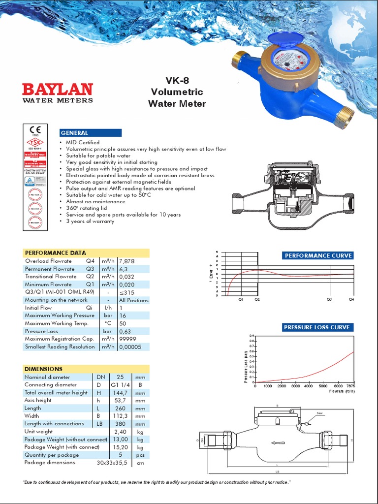 Baylan: VK-8 Volumetric Water Meter | Download Free PDF | Metrology