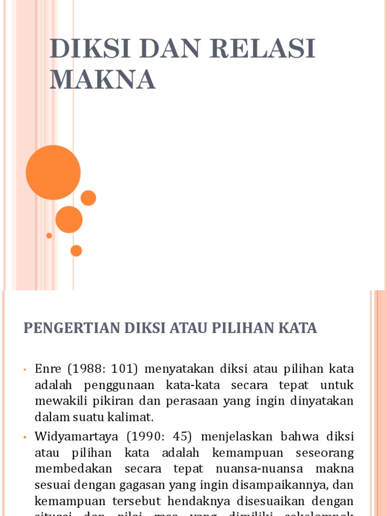 Diksi Dan Relasi Makna | PDF