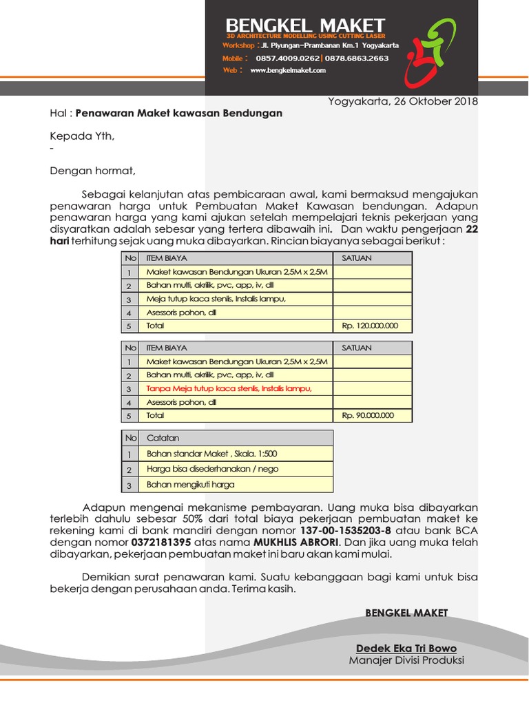 Penawaran Maket Kawasan Bendungan | PDF