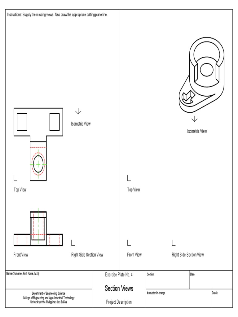 Section Views: Instructions: Supply The Missing Views. Also Draw The ...