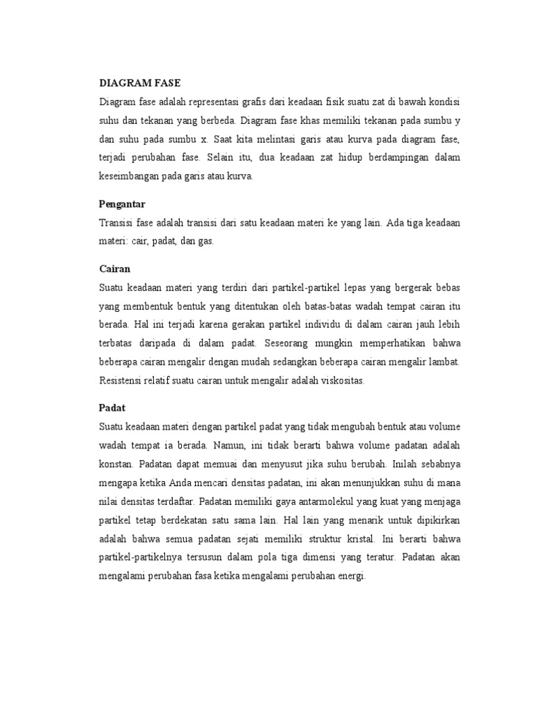 Diagram Fase: Transisi Keadaan Materi | PDF