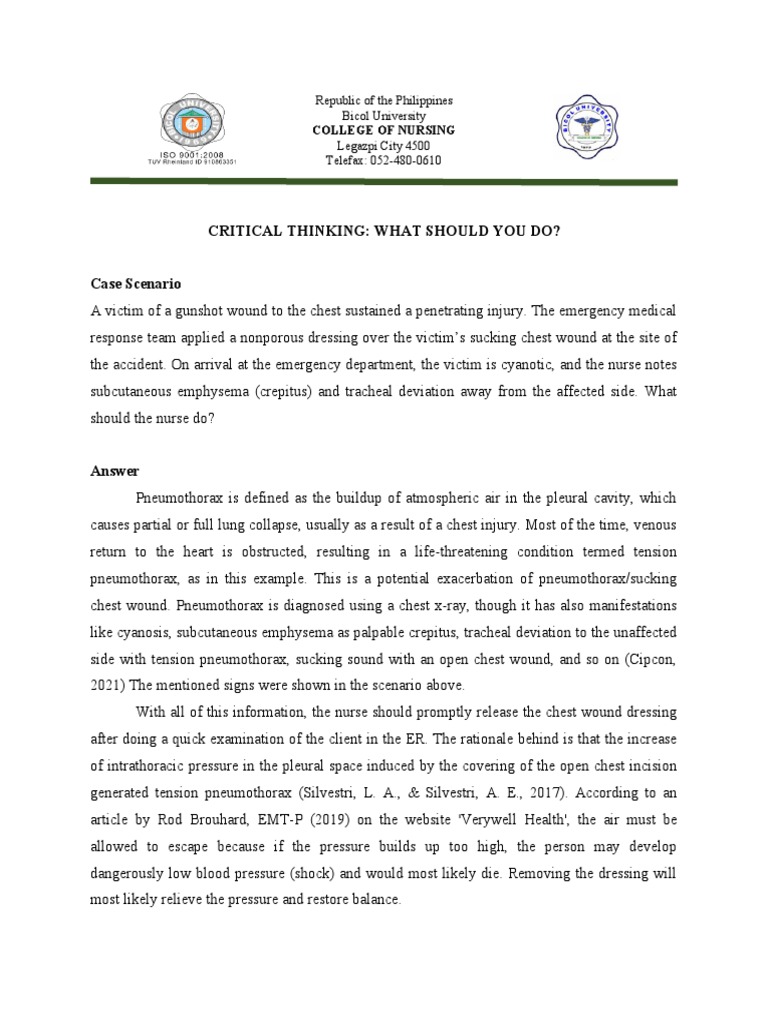 Critical Thinking: What Should You Do?: College of Nursing | PDF ...