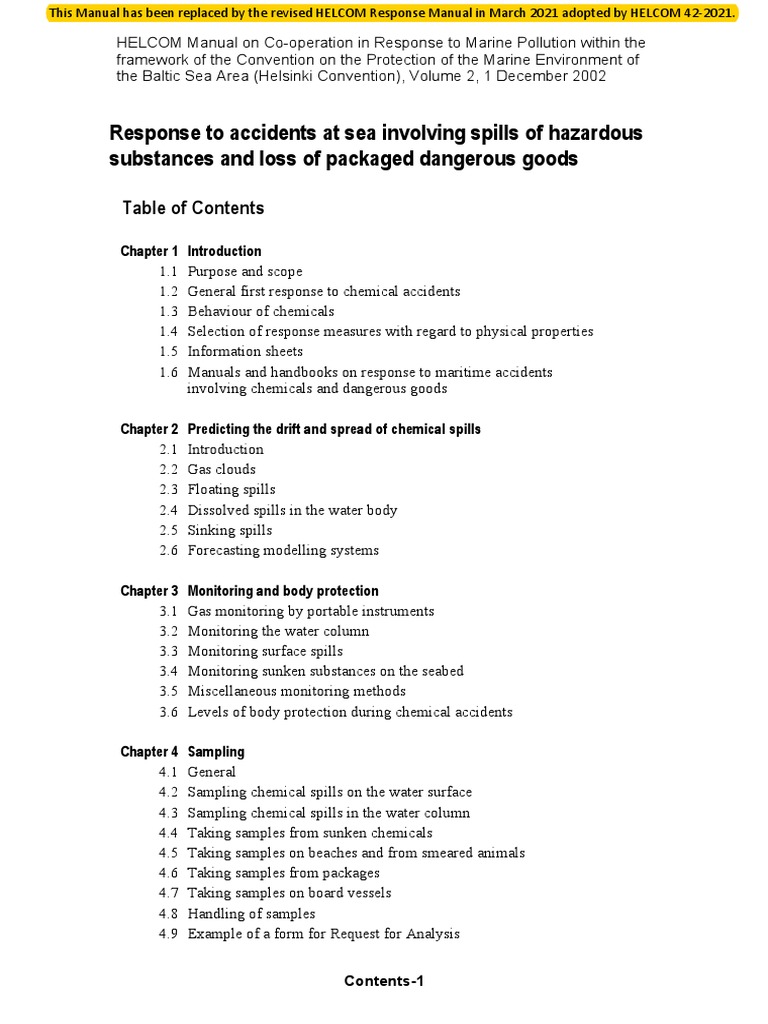 HELCOM Manual On Co Operation in Response To Marine Pollution Volume 2 | PDF | Dangerous Goods ...