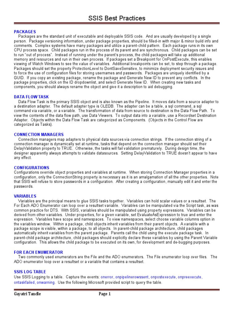 SSIS Best Practices | PDF | Variable (Computer Science) | Scope (Computer Science)