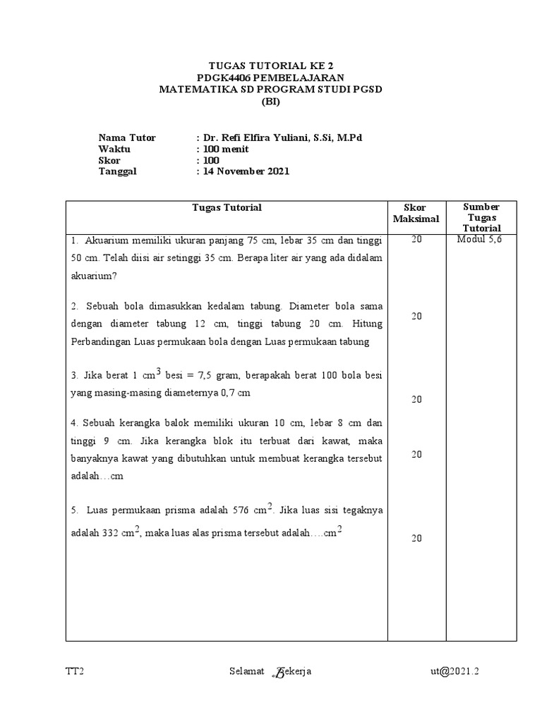 TT2 - Matematika - Ivo Osca Astrid Harera - 855761817 - 2F | PDF