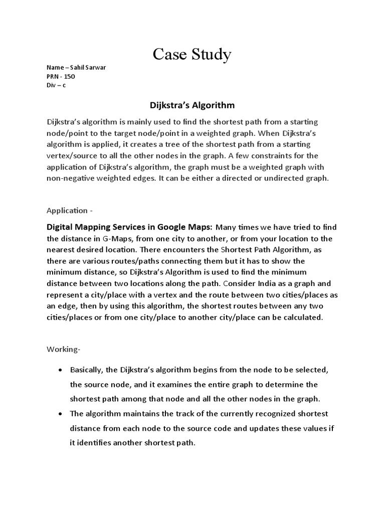 Case Study: Dijkstra's Algorithm | PDF | Computer Programming | Applied ...