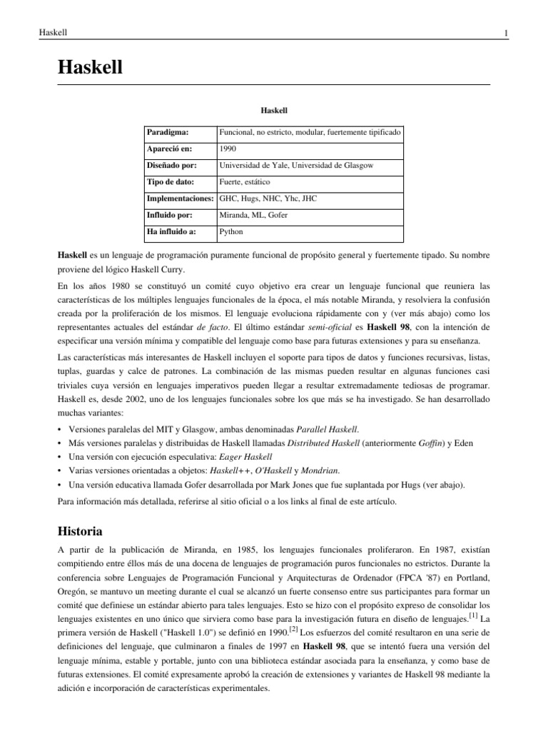 Haskell | PDF | Ingeniería de software | Desarrollo de software