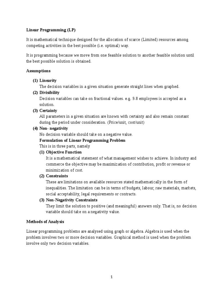 Linear Programming Model Best Pdf Interest Mathematical Optimization 9723