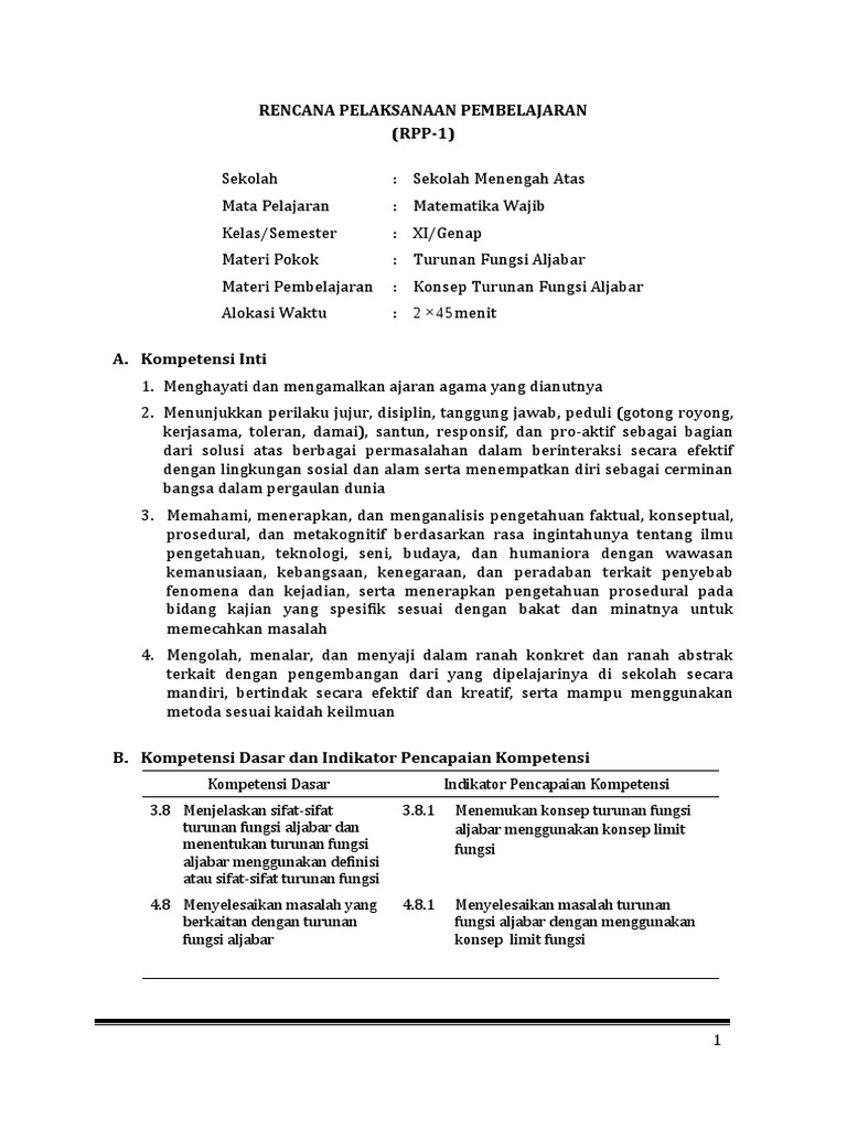RPP Konsep Turunan | PDF | Komputer