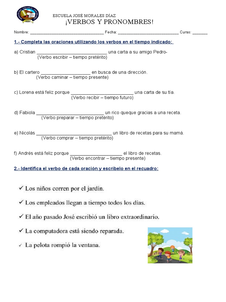 Verbos y Pronombres | PDF | Artes del Lenguaje y Comunicación