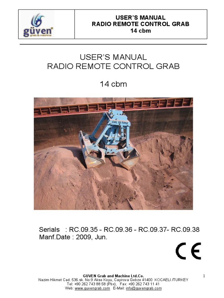 Grab Guven User Manual | PDF | Crane (Machine) | Battery Charger