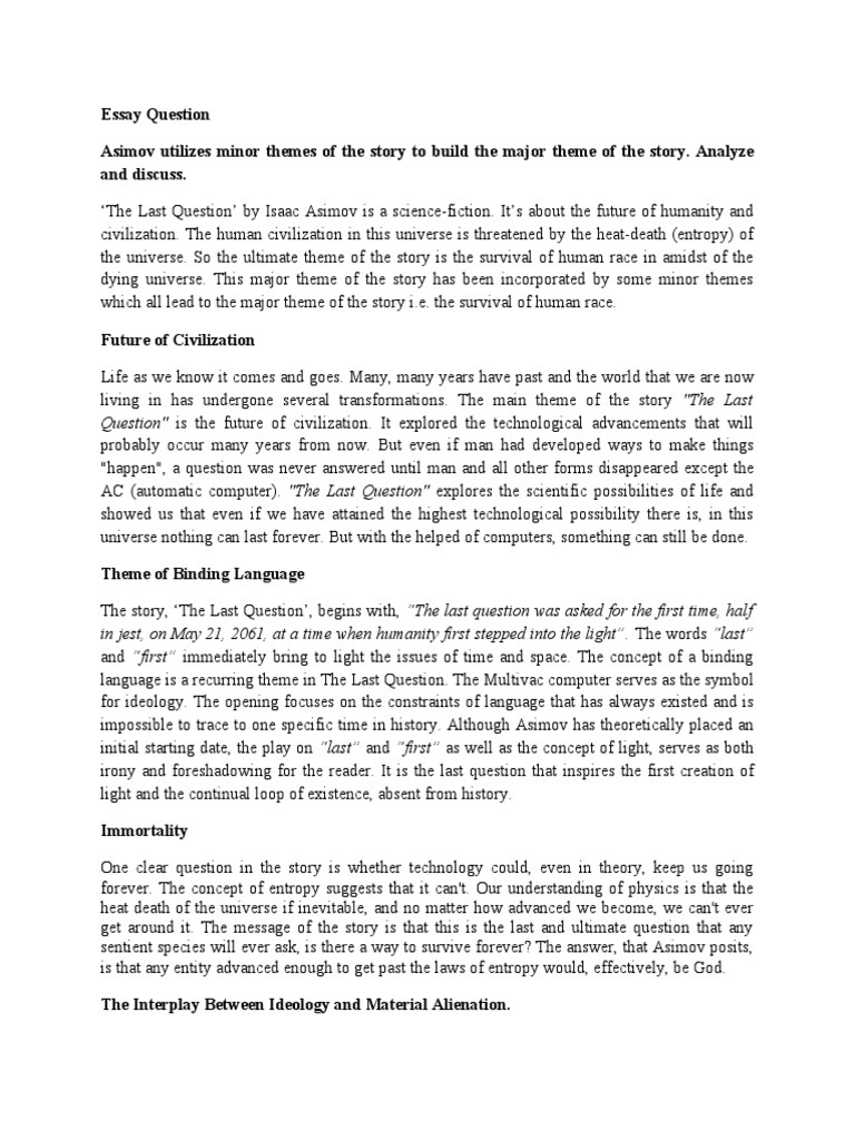 An Overview Of The Last Question – HDUCXY