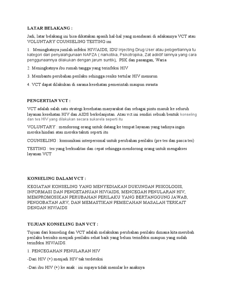 VCT LATAR BELAKANG DAN PENGERTIAN | PDF