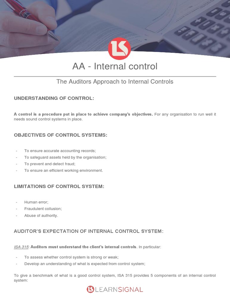 AA - Internal Control: The Auditors Approach To Internal Controls | PDF ...