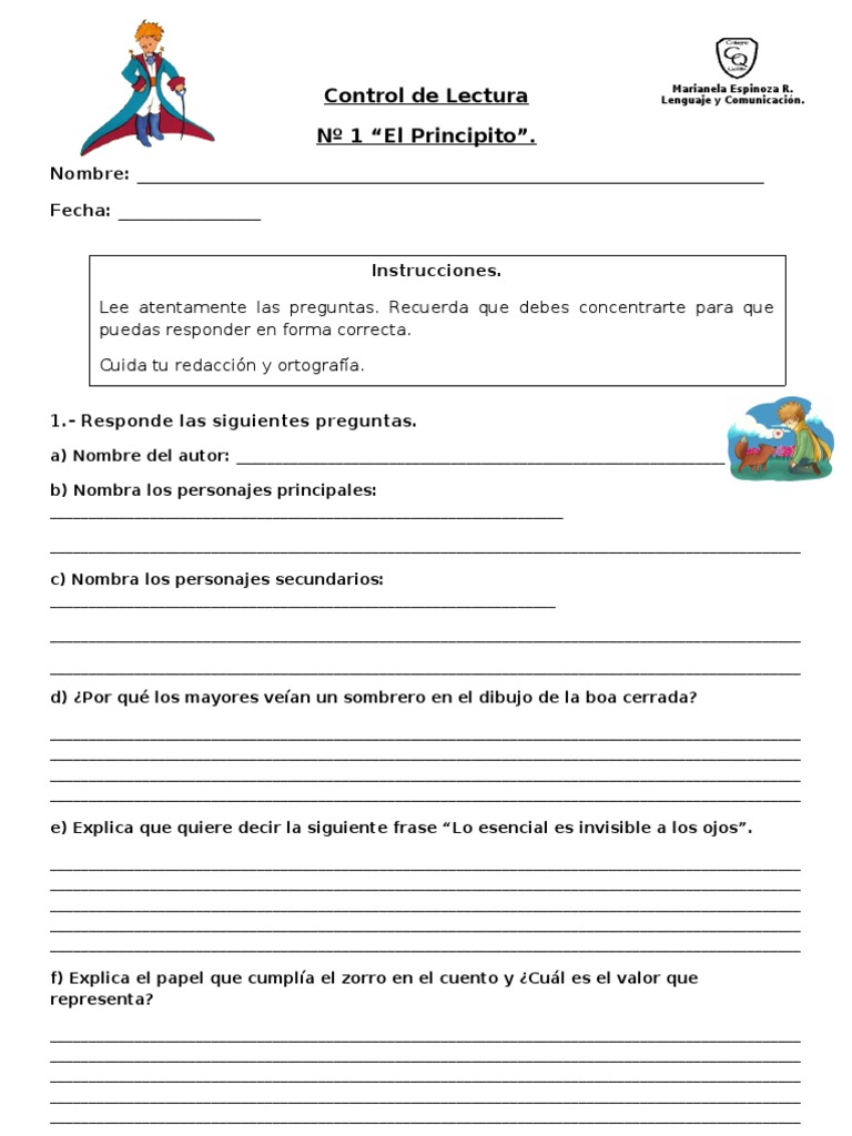 Control de Lectura El Principito