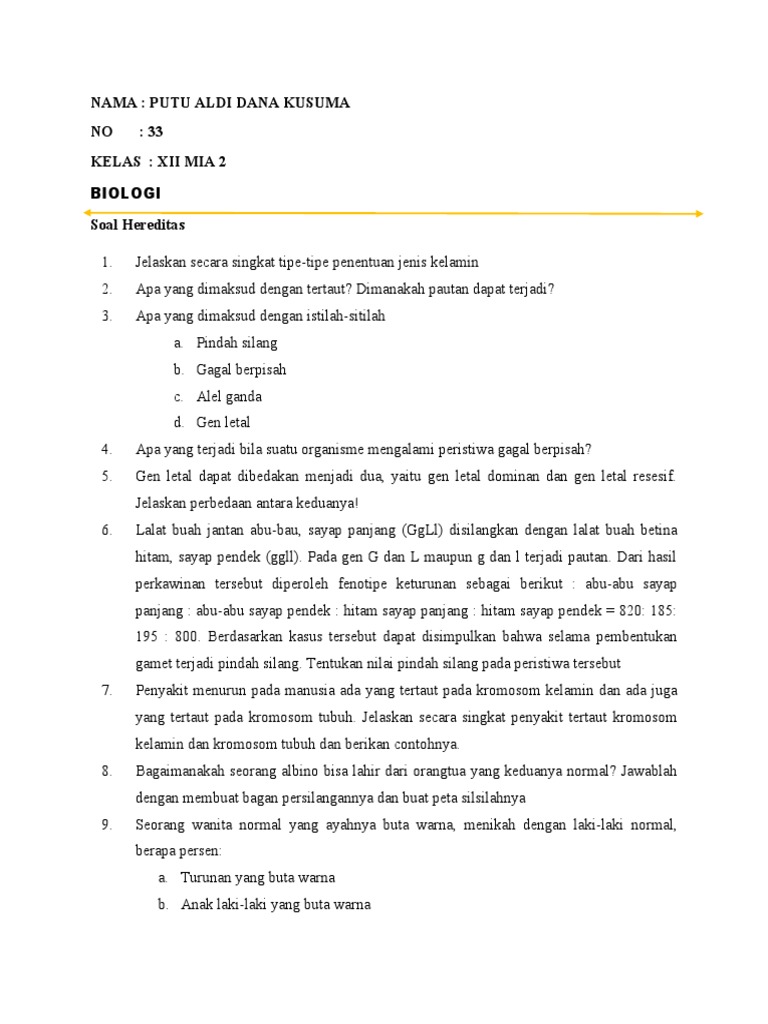 TUGAS HEREDITAS ALDI 33 Fix | PDF | Ilmu Sosial | Kajian Bahasa Asing