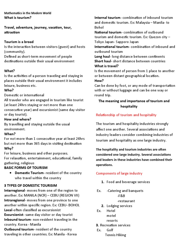 Mathematics in The Modern World: Relationship of Tourism and ...