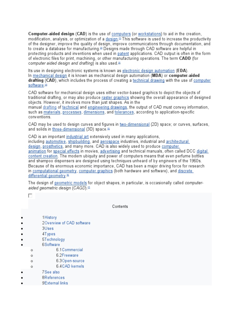 Computer-Aided Design (CAD) Is The | PDF | Computer Aided Design ...