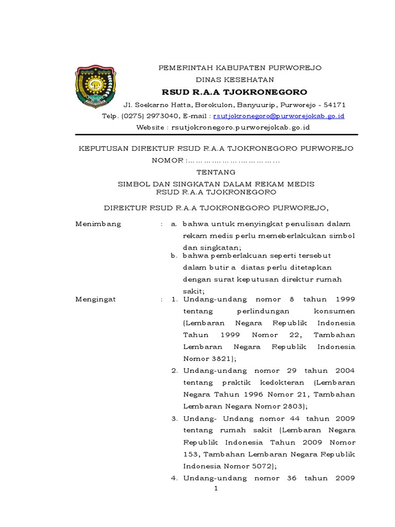 SK Simbol Dan Singkatan Pokja Mirm Rsud Raa Tjokronegoro | PDF