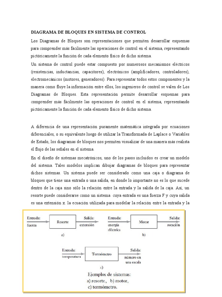 Diagrama de Bloques en Sistema de Control | PDF | Sistema de control ...