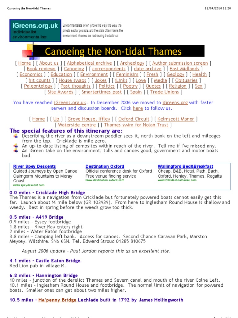 Canoeing The Non-Tidal Thames | PDF | River Thames | Nature