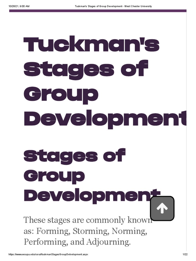 Tuckman's Stages of Group Development - West Chester University | PDF ...