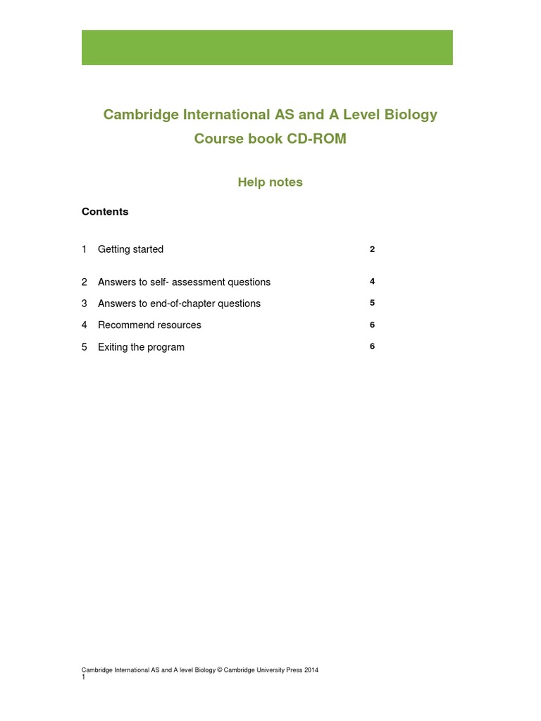 Cambridge International AS and A Level Biology Course Book CD-ROM | PDF ...