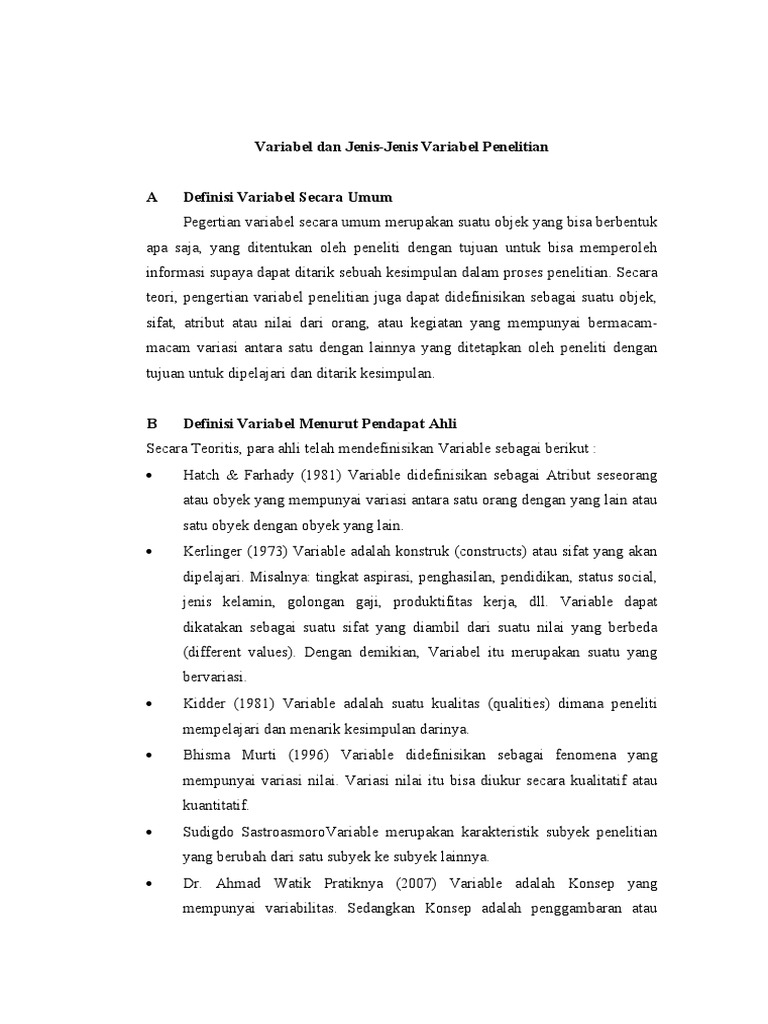 Variabel dan Jenis-Jenisnya dalam Penelitian | PDF | Sains & Matematika