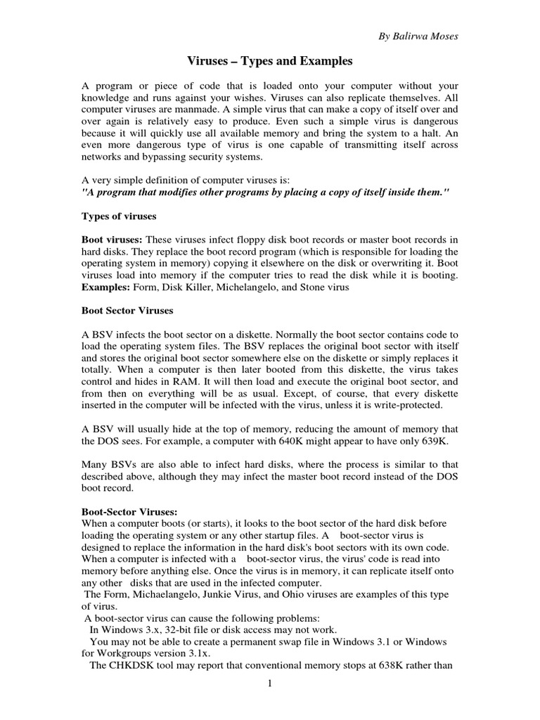 Types of Viruses Scheme-1-1 | PDF | Computer Virus | Booting