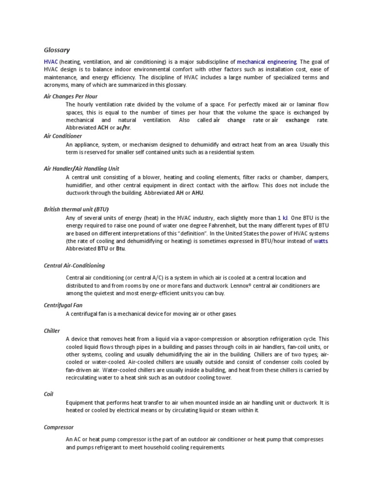Class-1-HVAC GLOSSARY | PDF | Air Conditioning | Humidity