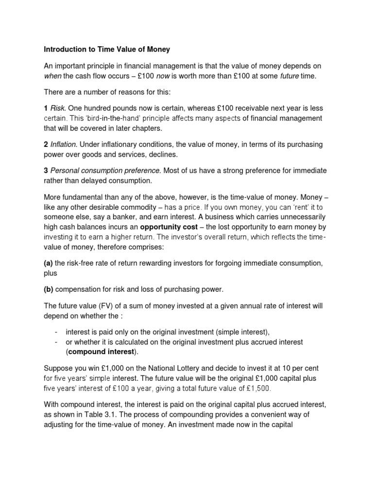 Week 3 Introduction To Time Value Of Money Pdf Interest Present