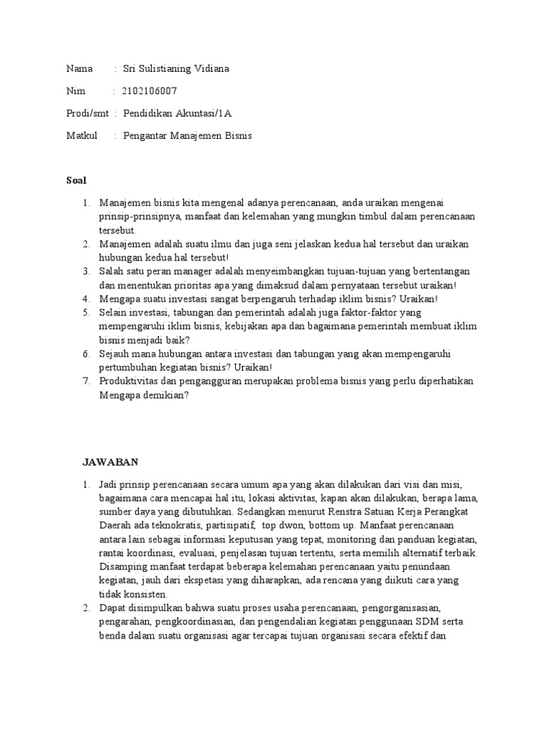 Uts - Pengantar Manajemen Bisnis | PDF