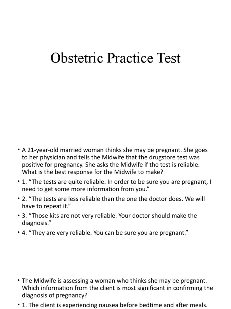 Obstetric Practice Test Questions | PDF | Pregnancy | Childbirth
