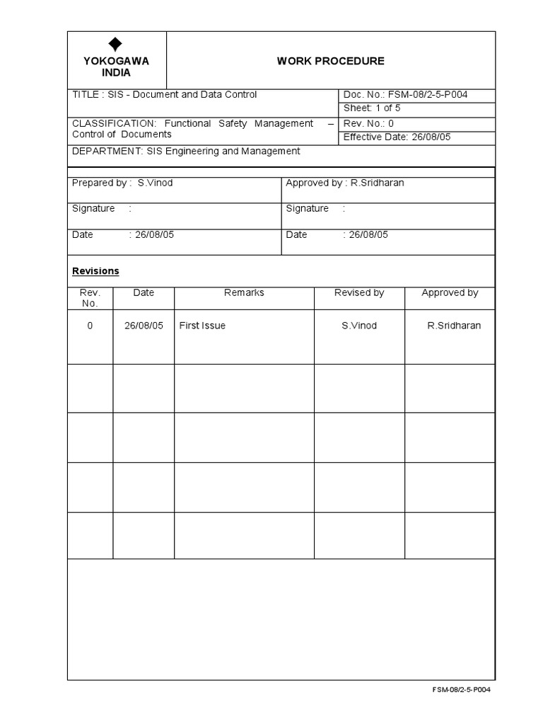 Yokogawa SIS document control procedure | PDF | Business | Computing