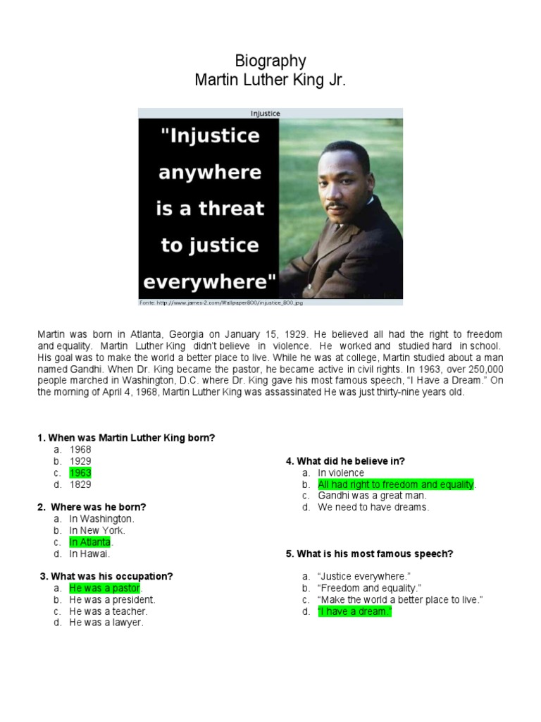 Biography Martin Luther King JR | PDF