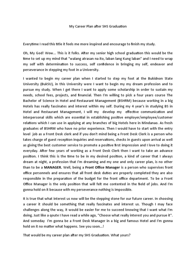 My Career Plan 1 | PDF