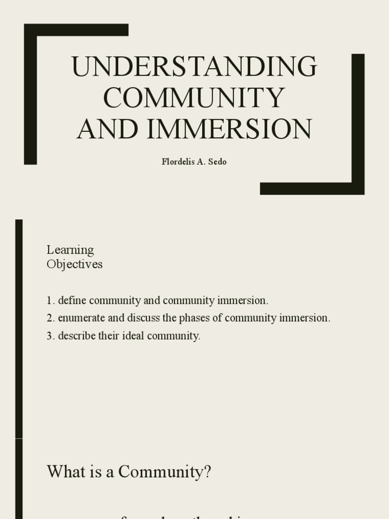 Understanding Community and Immersion: Flordelis A. Sedo | PDF ...