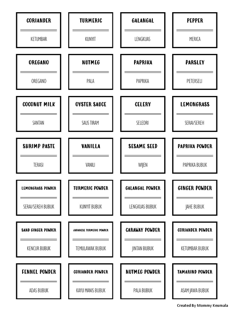 Label Bumbu Dapur 2 | PDF