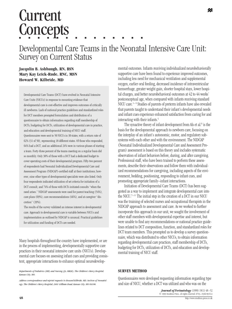 Developmental Care Teams in The Neonatal Intensive Care Unit | PDF ...
