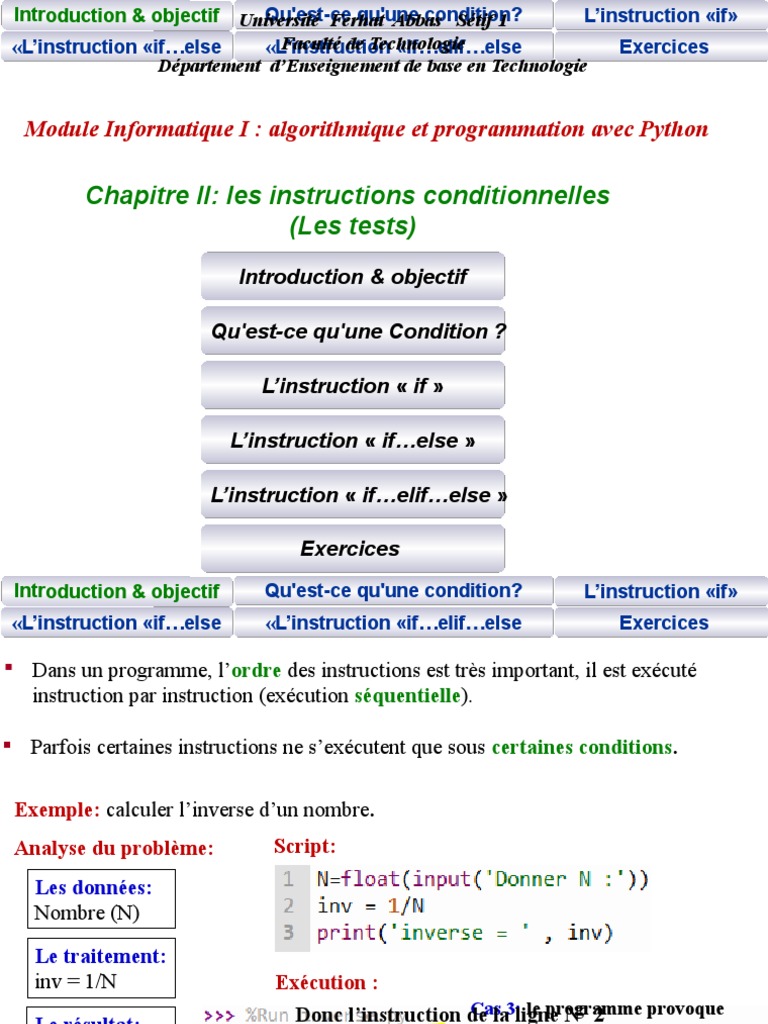 Instructions conditionnelles en Python | PDF | Python (Langage de programmation) | Booléen