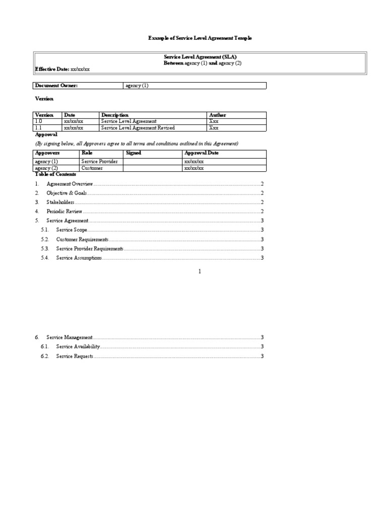 Example of Service Level Agreement Temple | PDF | Service Level ...