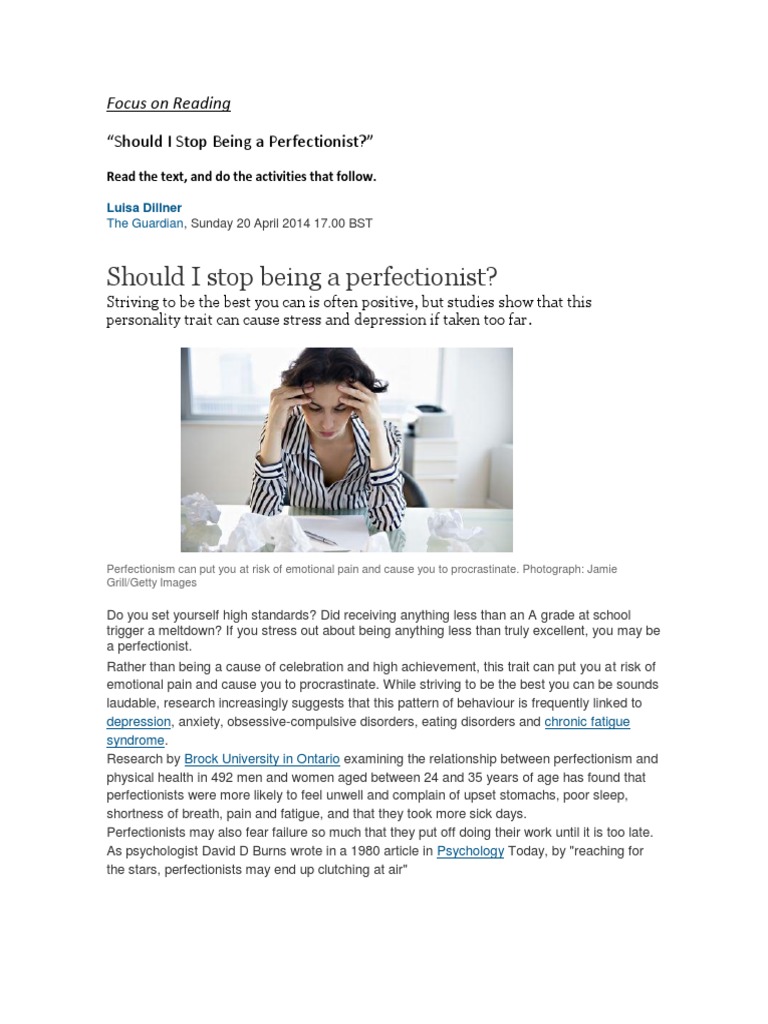 Understanding Perfectionism's Risks | PDF | Perfectionism (Psychology ...