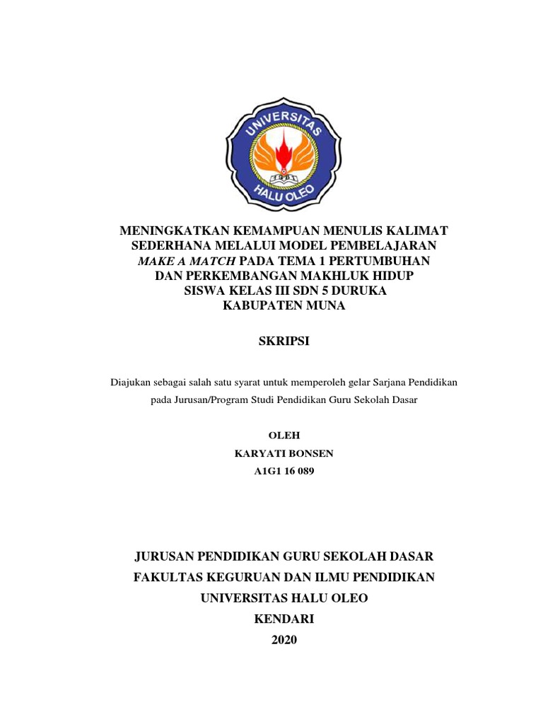 Skripsi Karyati Bonsen (A1g1 16 089) | PDF