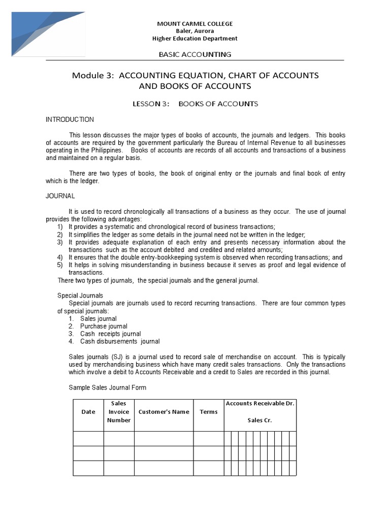 M3 Lesson 3 Books of Accounts | PDF | Debits And Credits | Accounts Payable