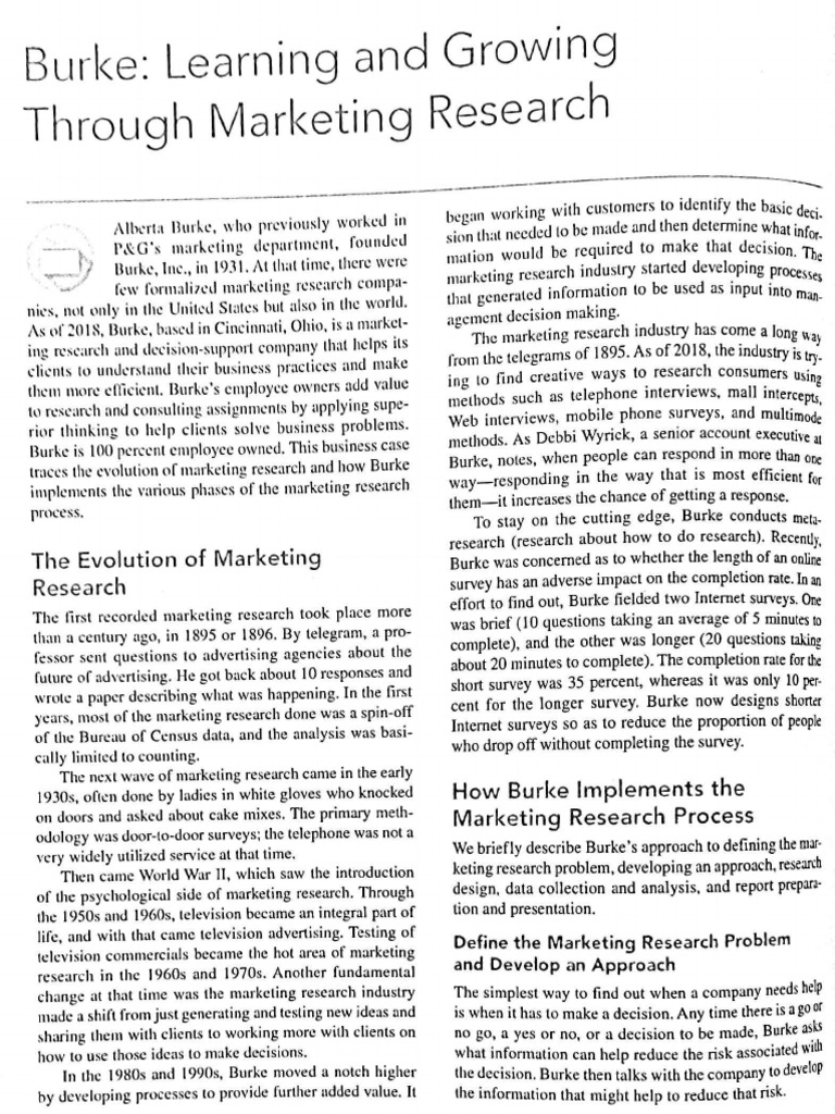 Burke Learning and Growing Through Marketing Research | PDF