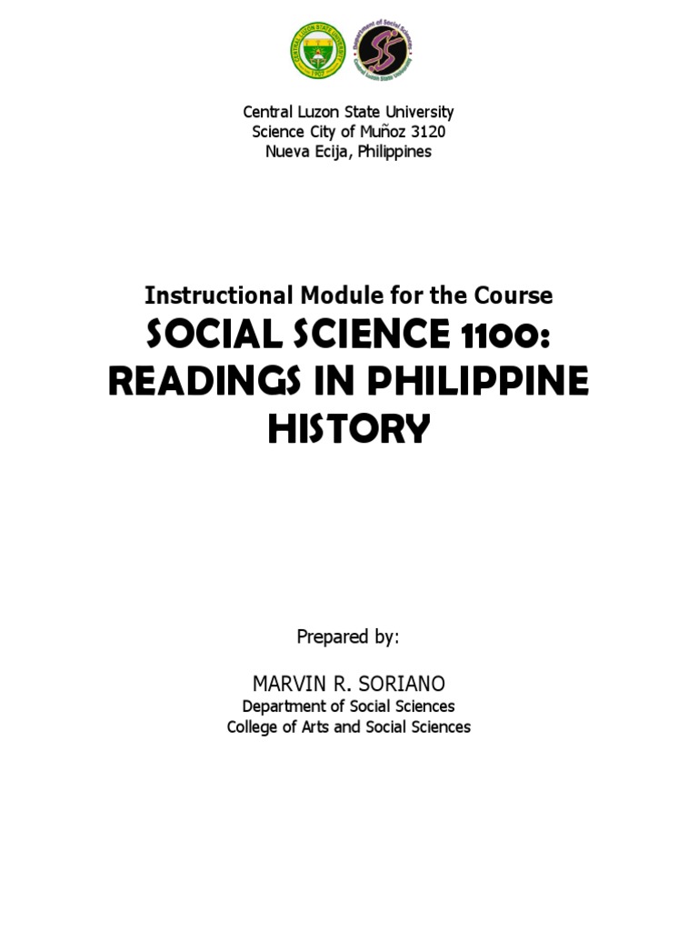 Social Science 1100: Readings in Philippine History: Instructional ...