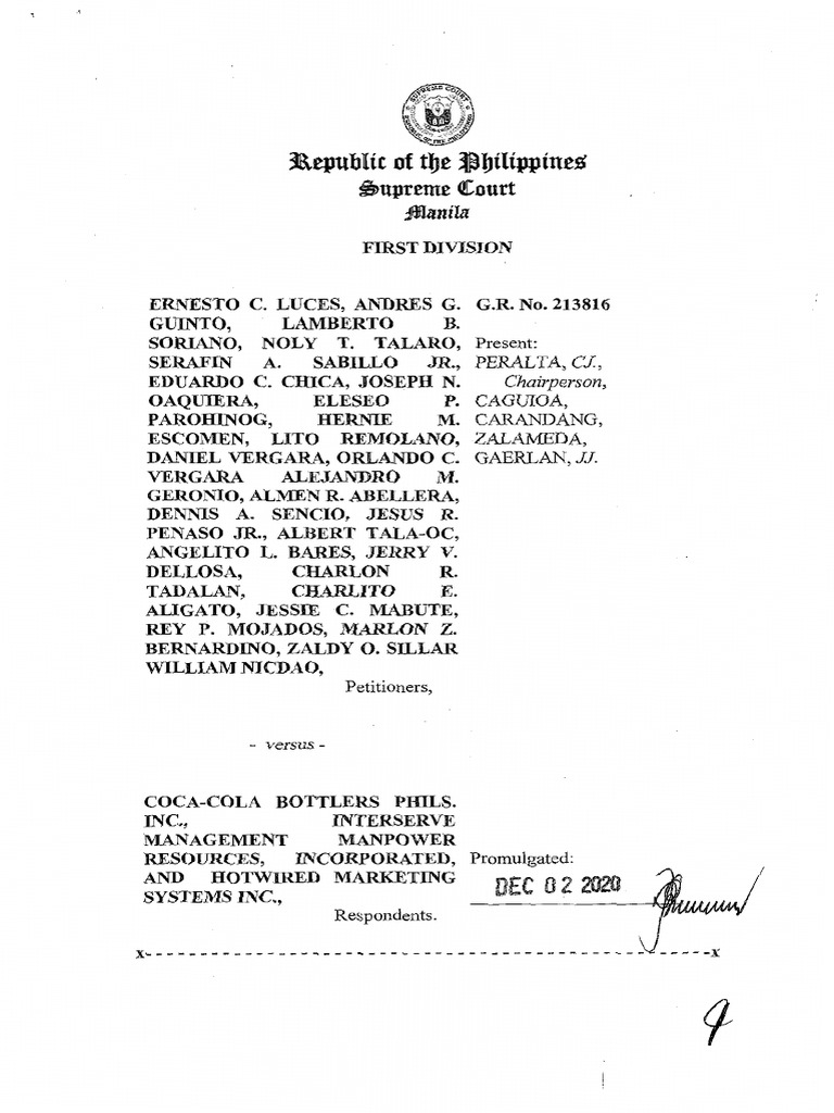 GR213816 Labor Only Contracting | PDF | Employment | Complaint